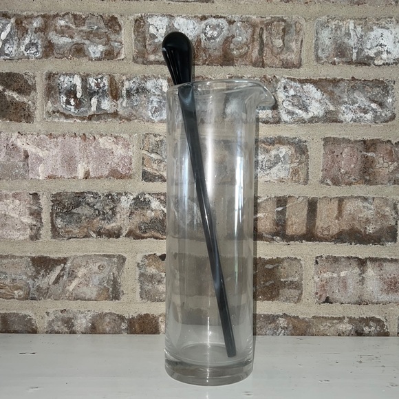 Dining | Clear Glass Martini Pitcher With Black Marble Blown Glass ...